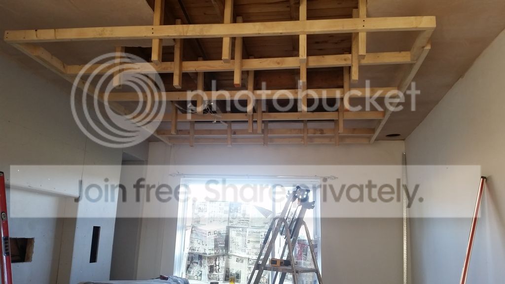 sitting room false wall build with floating ceiling | Home Cinema ...